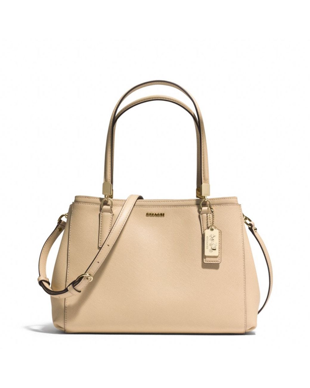 COACH Madison Small Christie Carryall In Saffiano Leather in Brown | Lyst