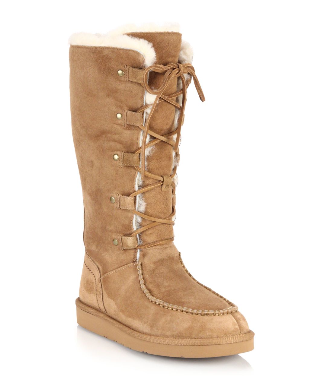 Ugg Appalachian Lace Up Shearling Lined Suede Boots In Brown Lyst