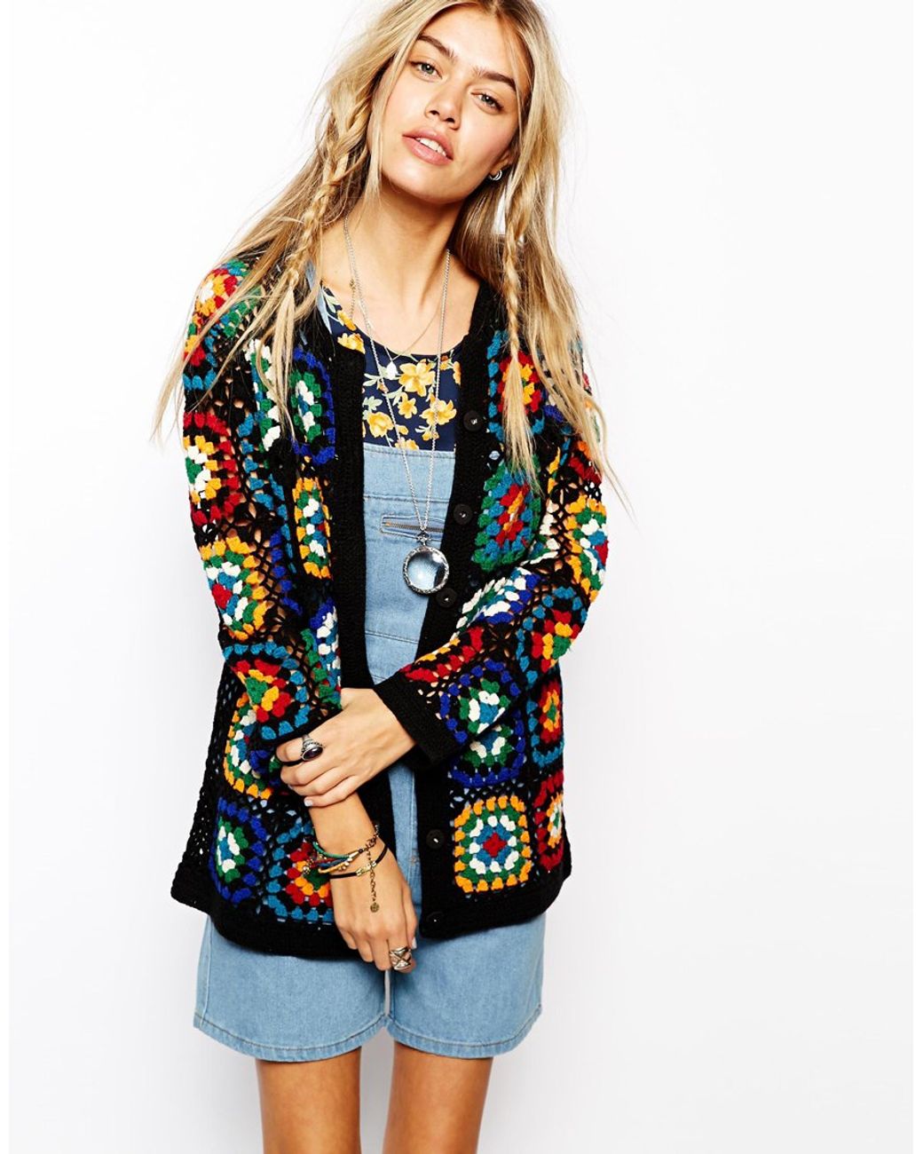 ASOS Premium Patchwork Crochet Cardigan | Lyst