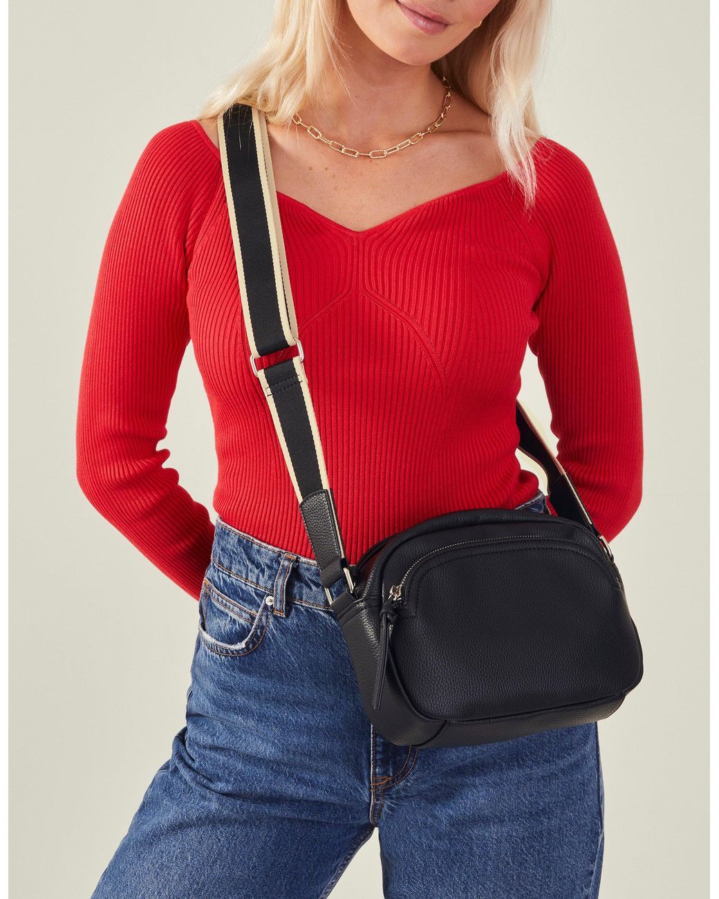 Accessorize Webbing Strap Cross-Body Camera Bag in Black | Lyst UK