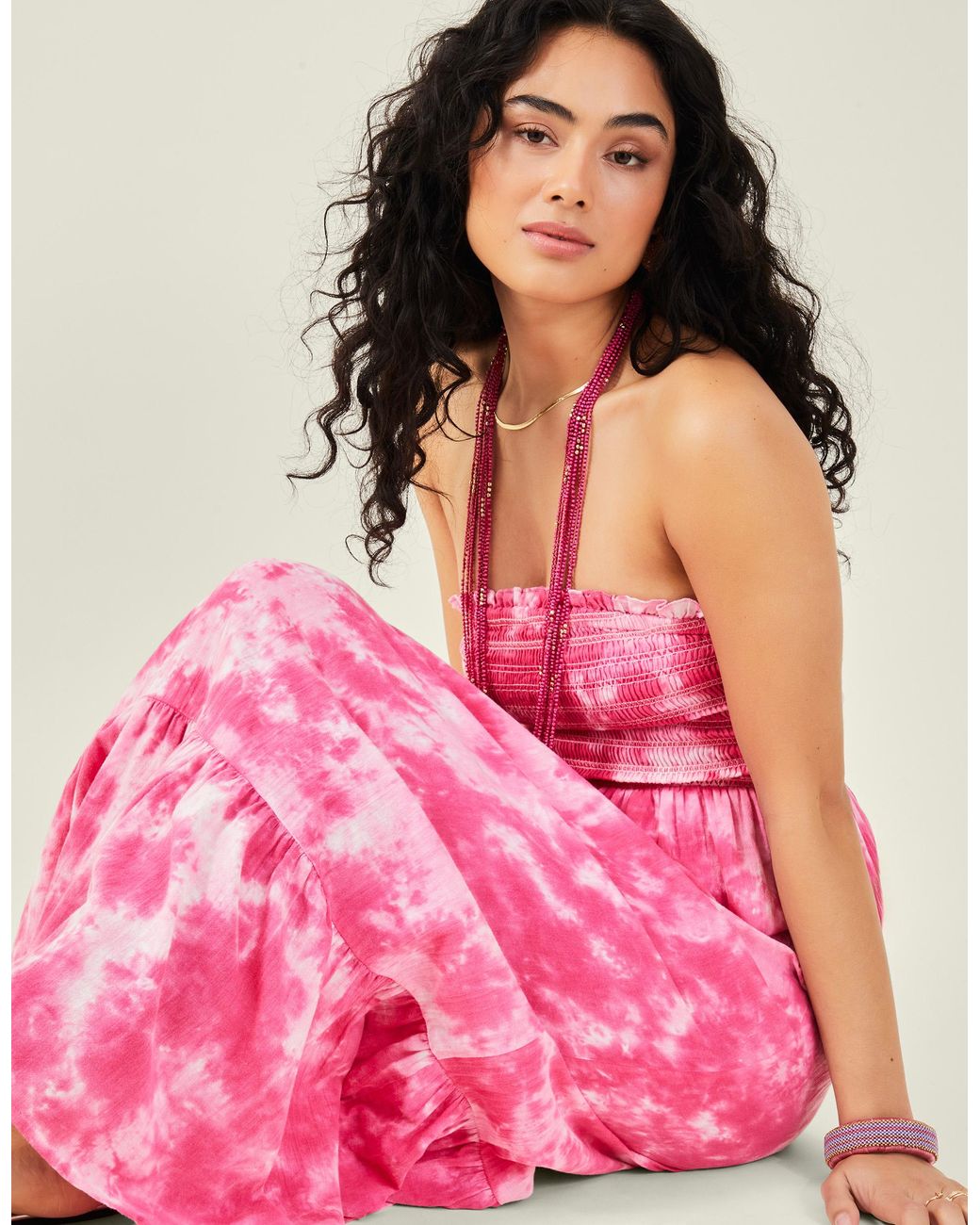 Accessorize Tie Dye Bandeau Dress in Pink | Lyst UK