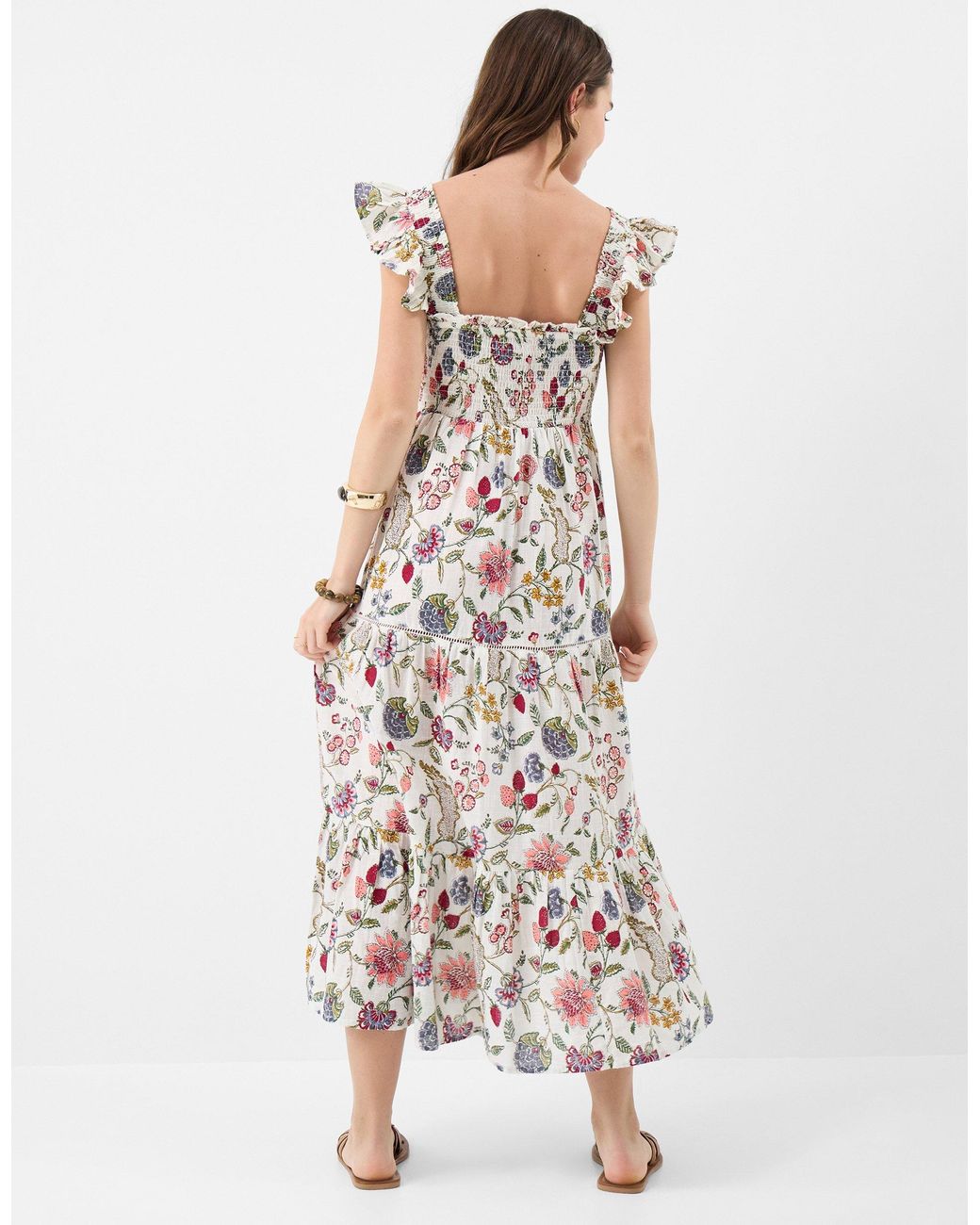 Accessorize Floral Print Tiered Maxi Dress in White | Lyst UK