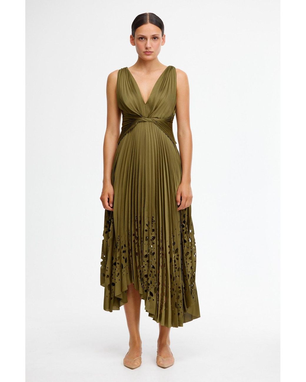 Acler 100% Recycled Polyester Midi Dress in Green | Lyst UK