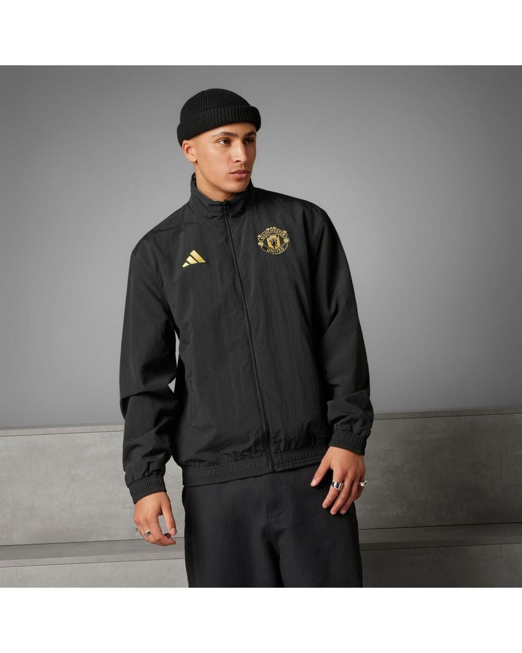 adidas Manchester United Stone Roses Anthem Jacket in Black for Men ...