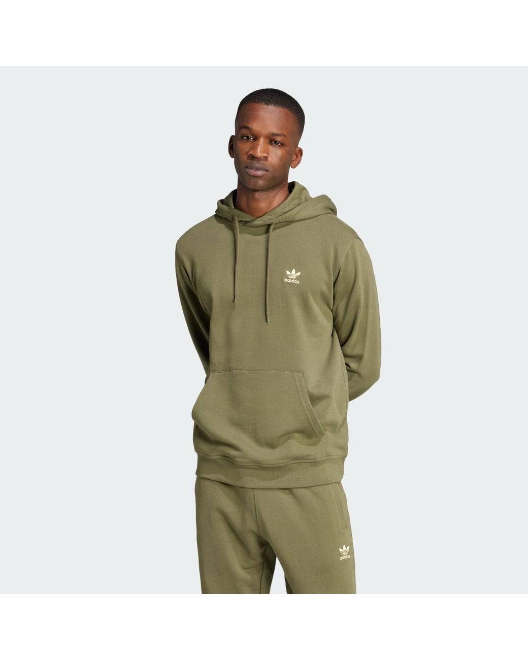 adidas Trefoil Essentials Hoodie in Green for Men | Lyst UK