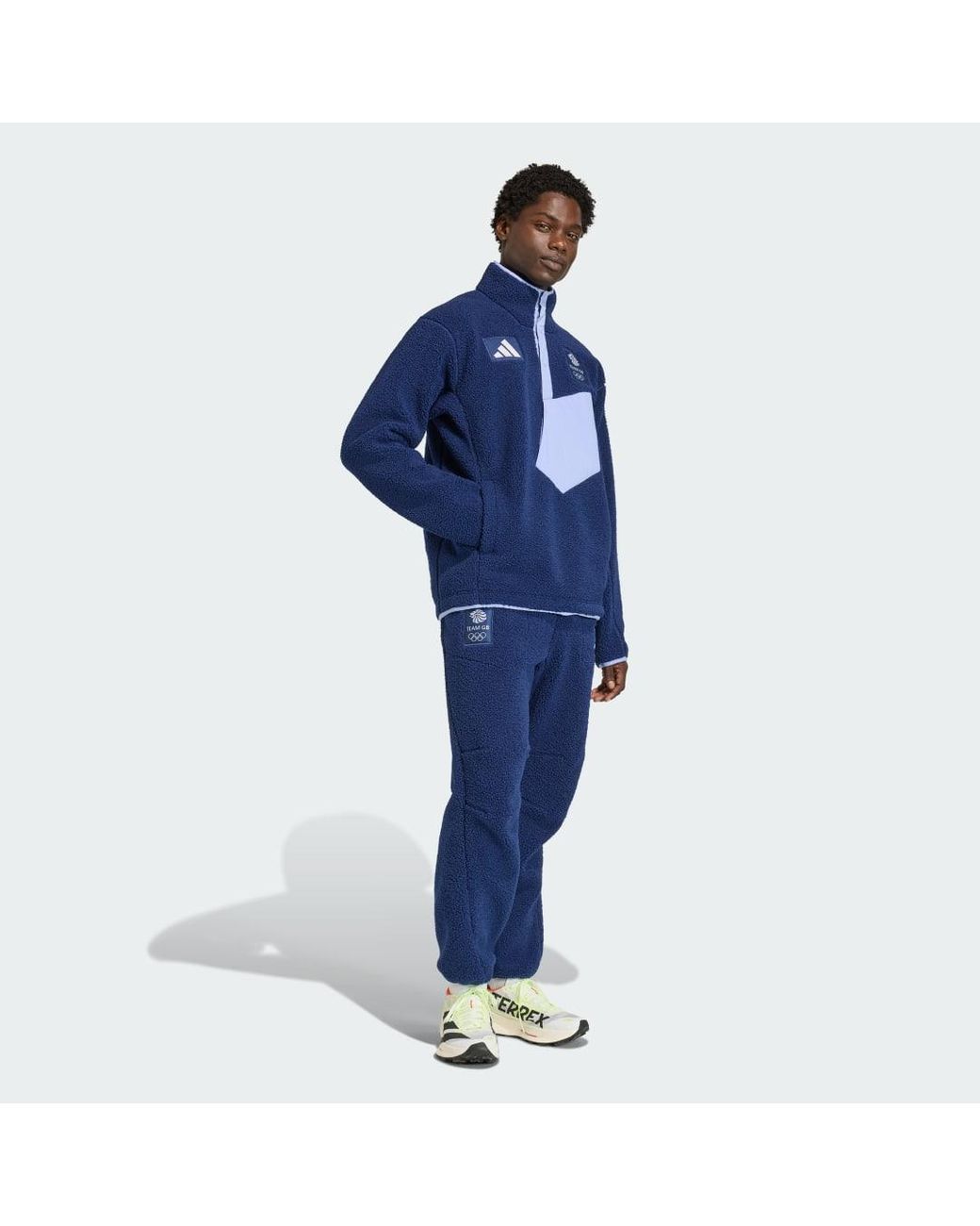 adidas Team Gb Pile Fleece Pullover in Blue for Men | Lyst UK