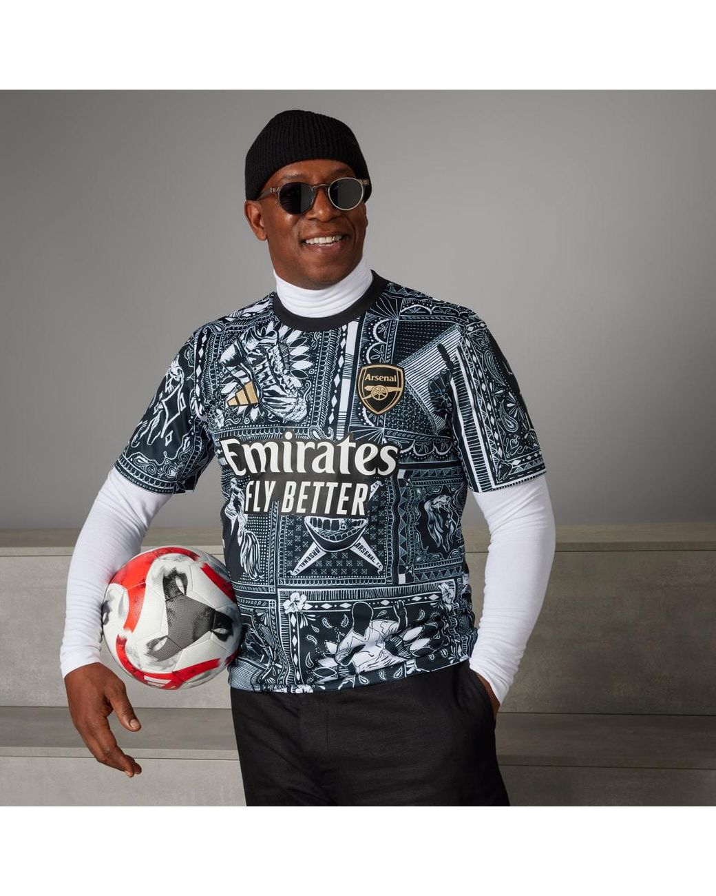 adidas Arsenal Ian Wright Pre-match Jersey in Black for Men | Lyst UK