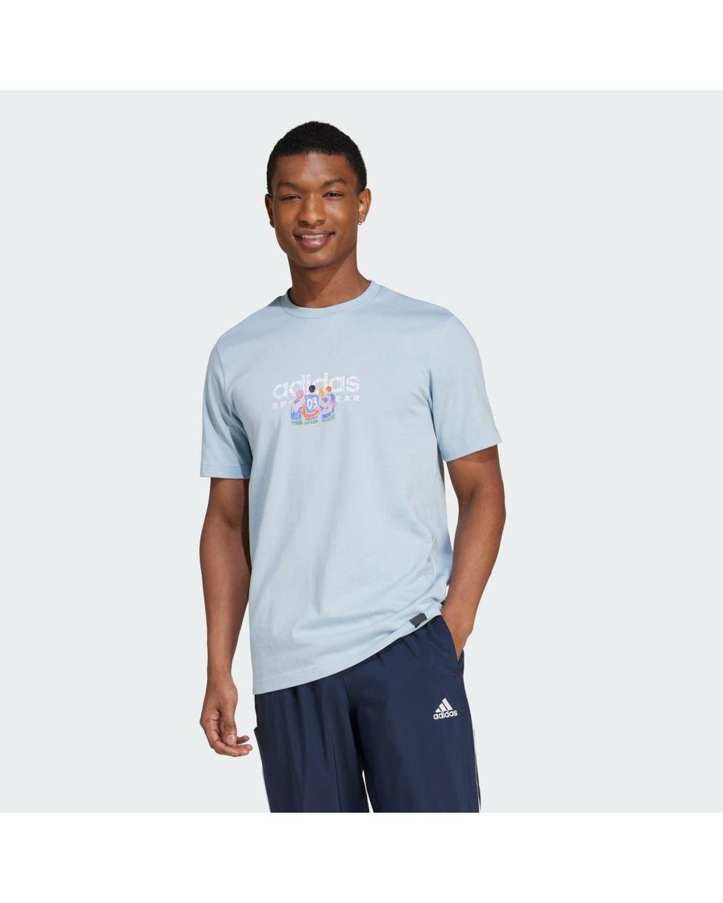 adidas Codes Linear Graphic Tee in Blue for Men | Lyst UK