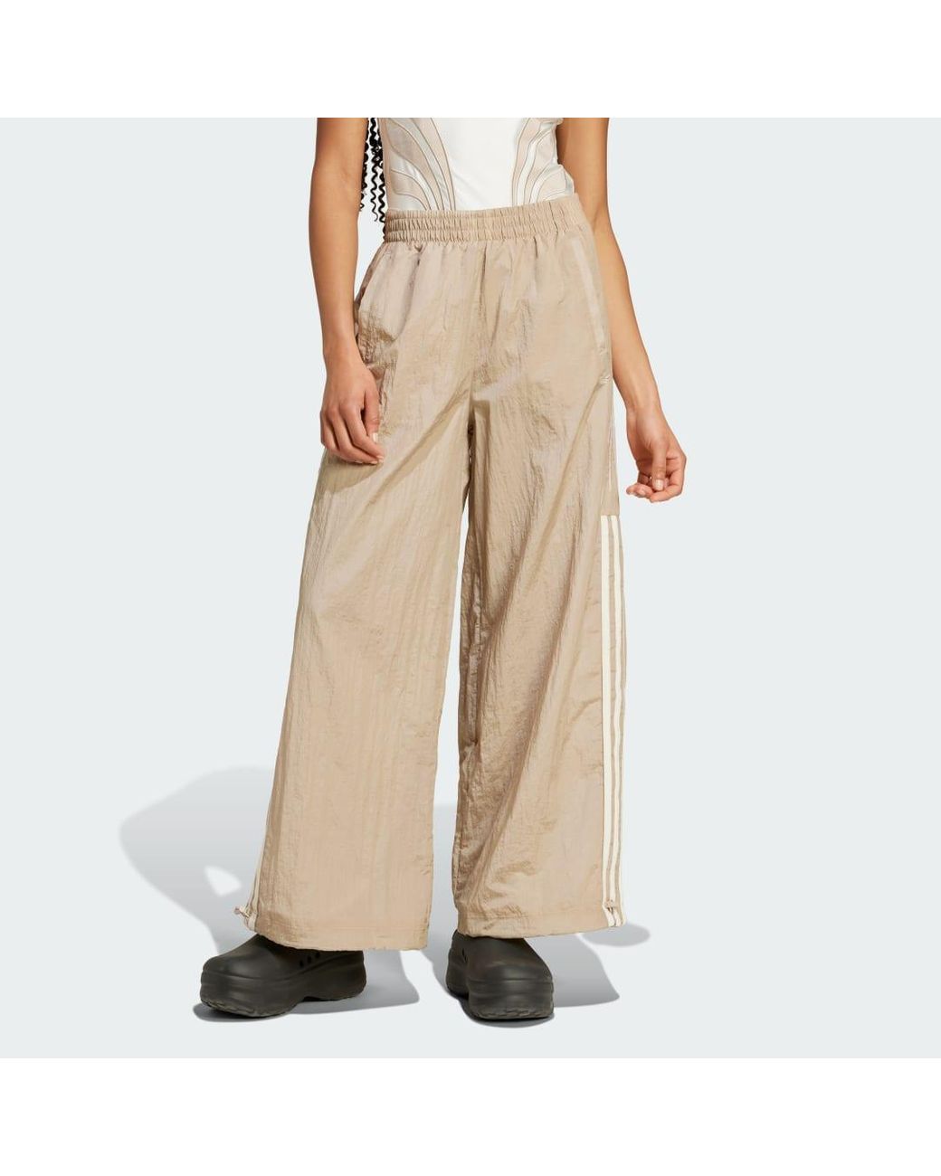 adidas Atlanta Cut Line Nylon Track Tracksuit Bottoms in Natural | Lyst UK