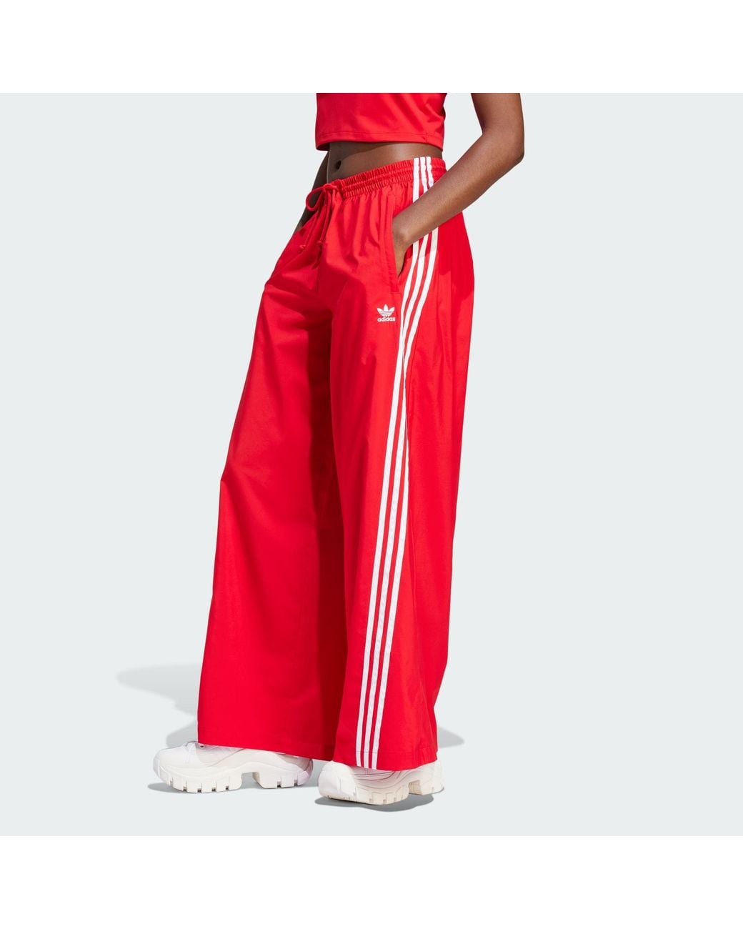 adidas Adilenium Oversized Tracksuit Bottoms in Red | Lyst UK