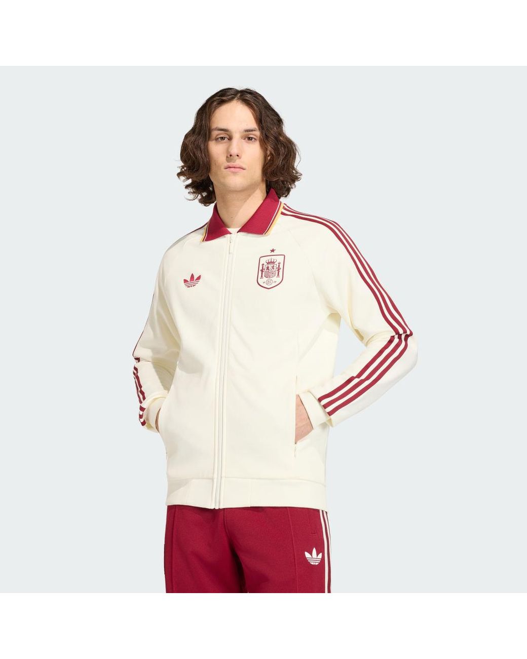 adidas Spain Away Anthem Jacket in Red for Men | Lyst UK