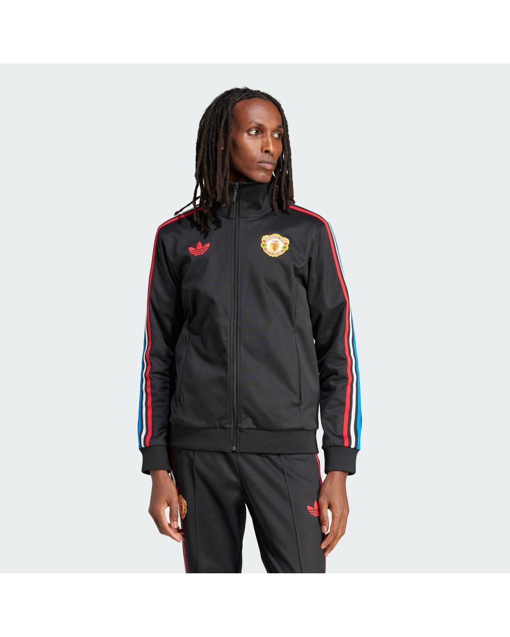 adidas Manchester United Stone Roses Originals Track Top in Black for ...