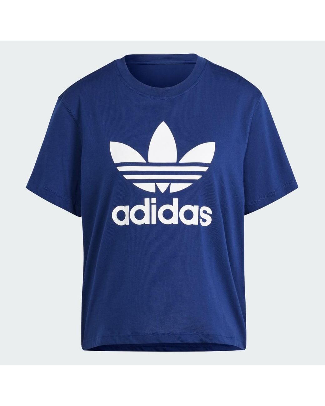 adidas Adicolor Trefoil Boxy T-Shirt in Blue | Lyst UK