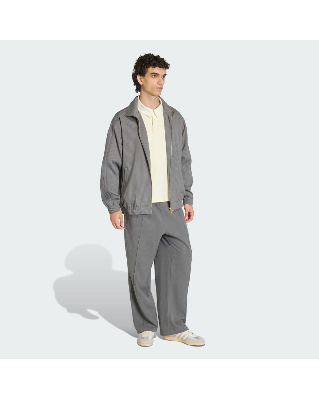 adidas Firebird Loose Pinstripes Track Top in Grey for Men | Lyst UK