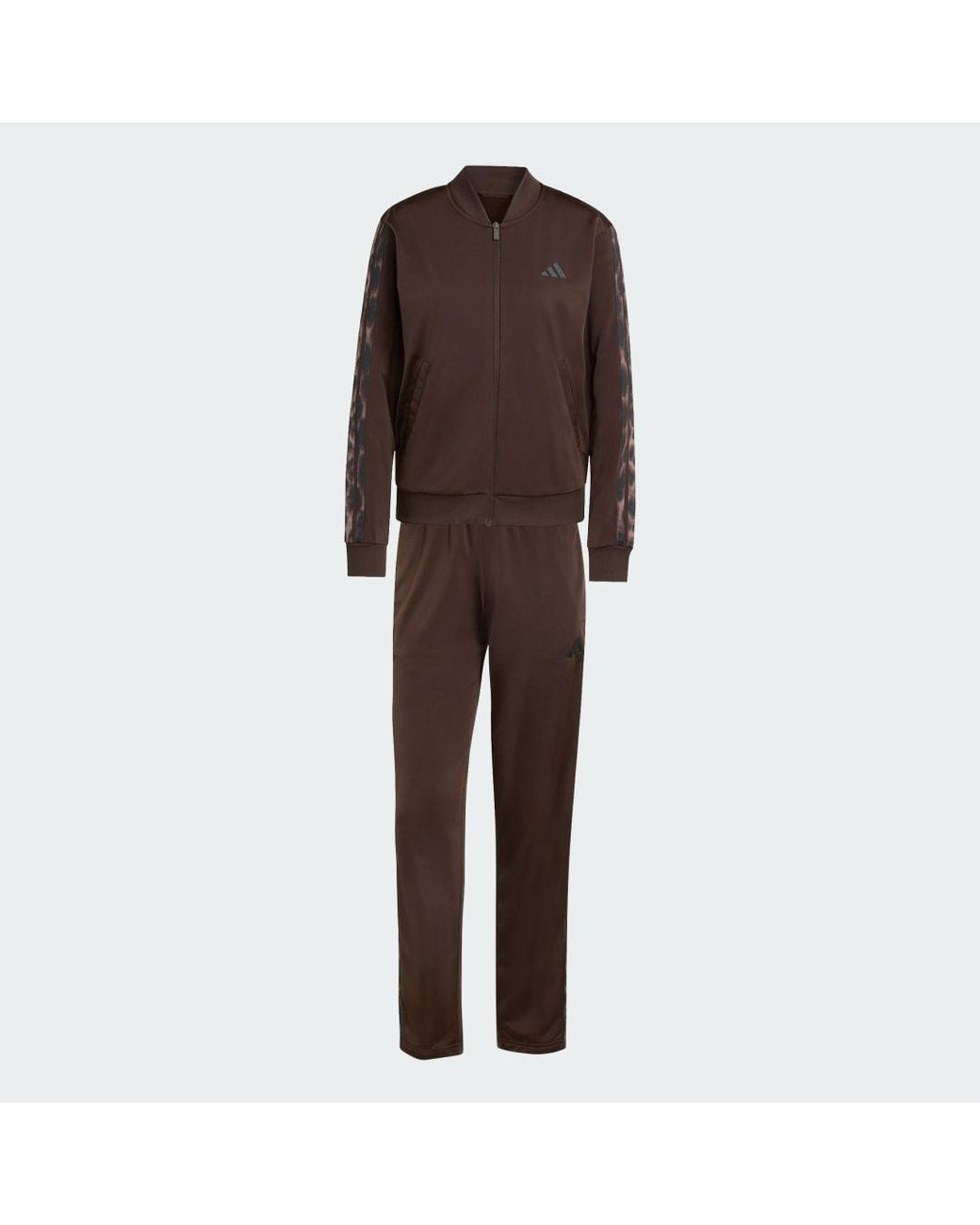 adidas Essentials 3-Stripes Track Suit in Brown | Lyst UK