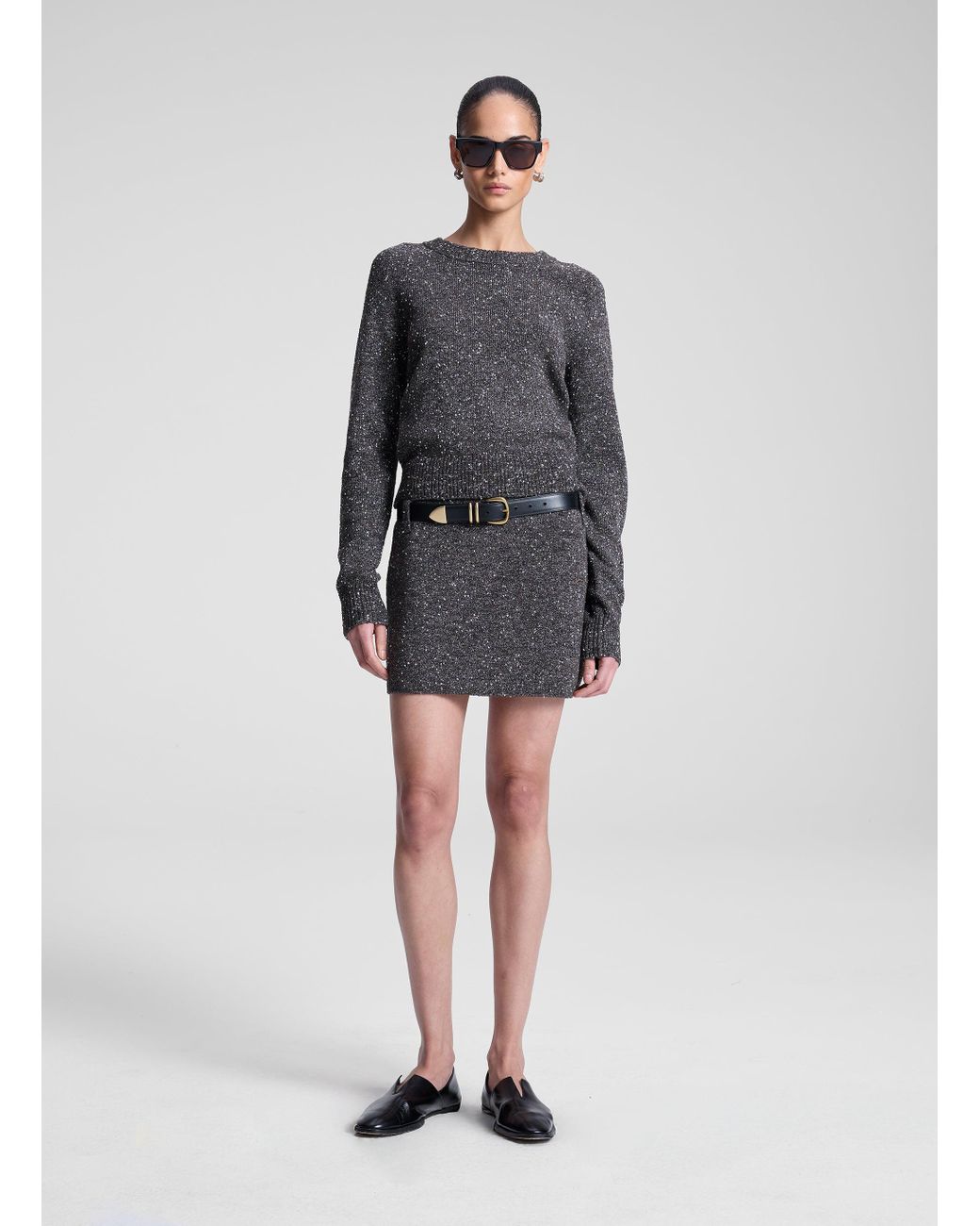 A.L.C. Stella Boucle Tweed Mini Skirt in Gray | Lyst