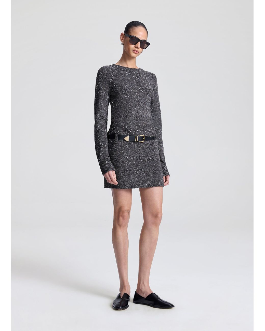 A.L.C. Stella Boucle Tweed Mini Skirt in Gray | Lyst