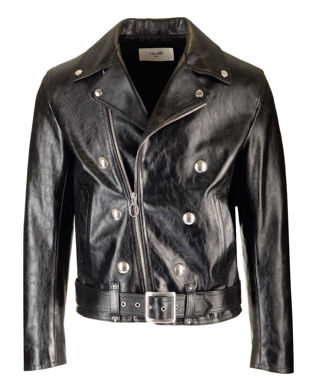 Celine Biker Jacket With Leather Cabochon in Black for Men | Lyst
