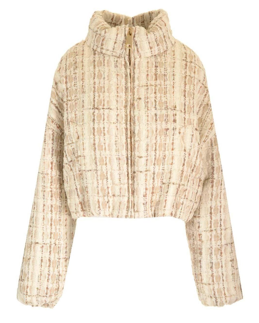 Khrisjoy Joy Cropped Puffer Jacket in Natural | Lyst
