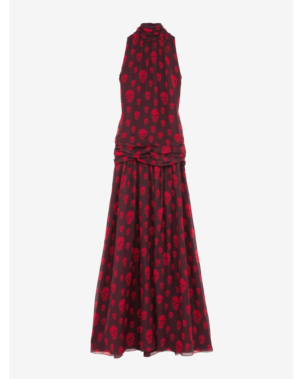 McQueen Skull Print Evening Dress in Red | Lyst UK