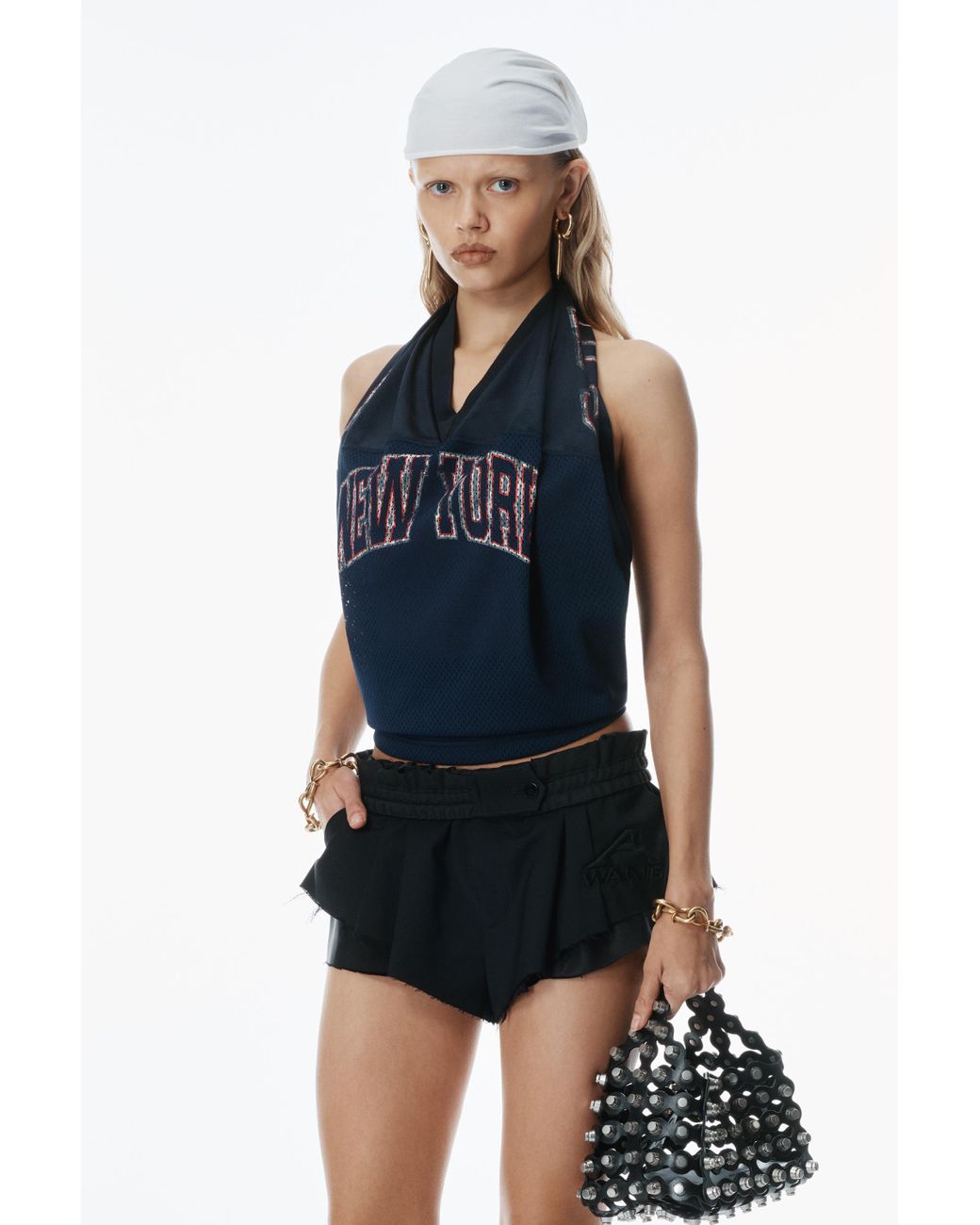 Alexander Wang Deconstructed Logo Jersey Top in Blue | Lyst