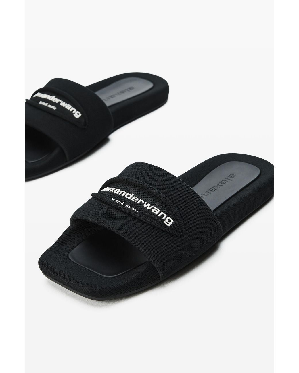 Alexander Wang Aw Slash Knit Pool Slide in Black | Lyst