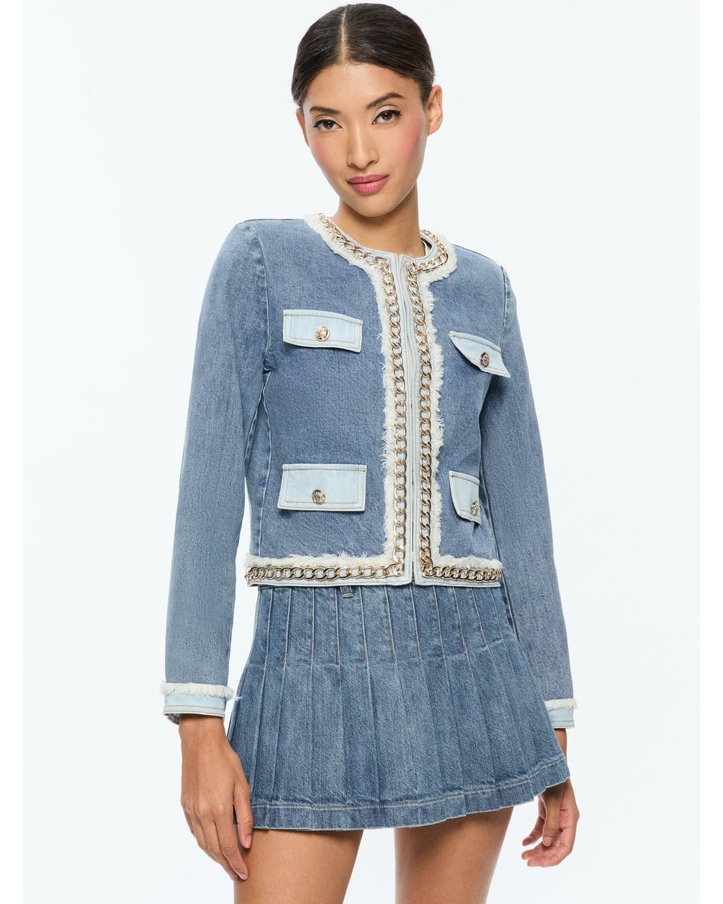 Alice + Olivia Landon Denim Jacket in Blue | Lyst