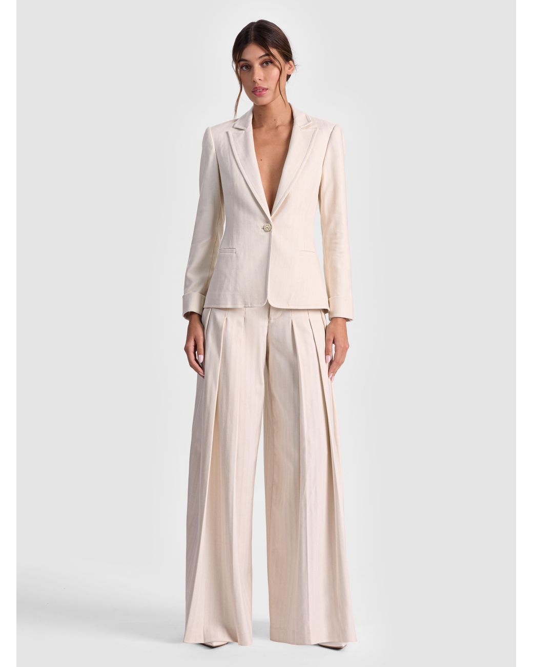 Alice + Olivia Ryder Slim Blazer in Natural | Lyst