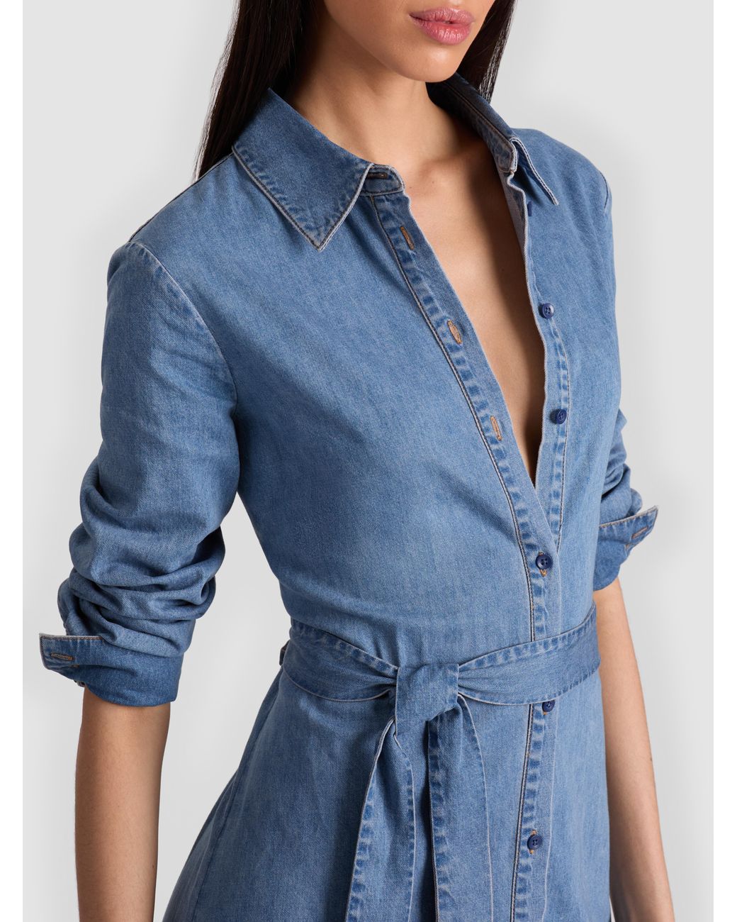Alice + Olivia Chassidy Denim Maxi Dress in Blue | Lyst