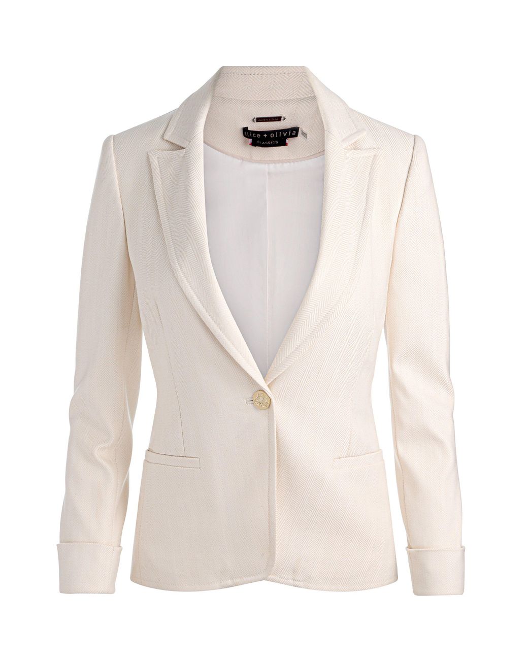 Alice + Olivia Ryder Slim Blazer in Natural | Lyst