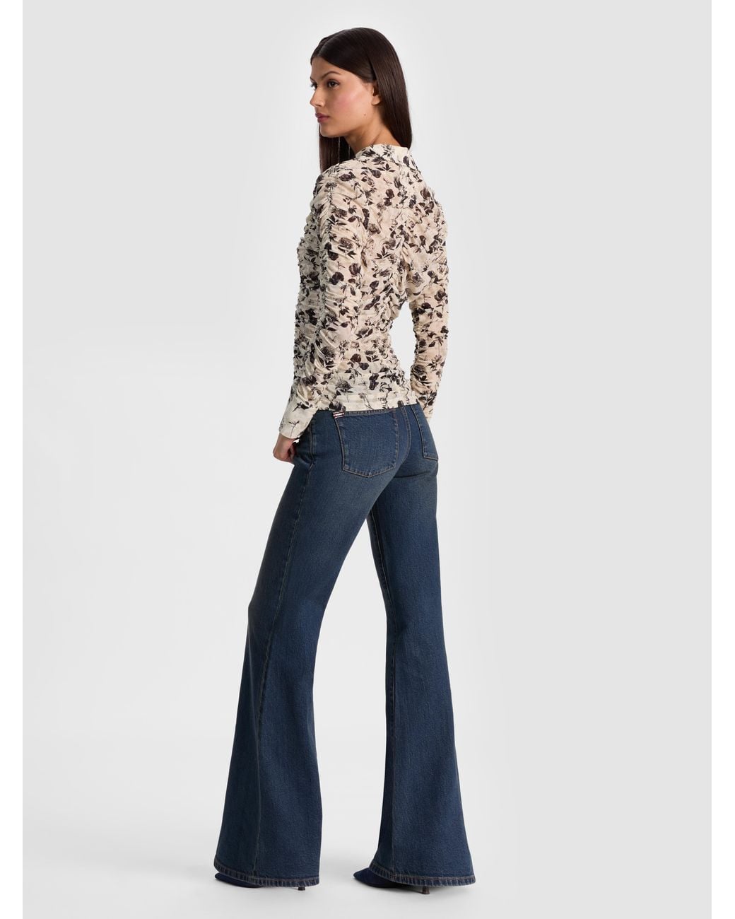 Alice + Olivia Portia Mesh Button Down in Blue | Lyst
