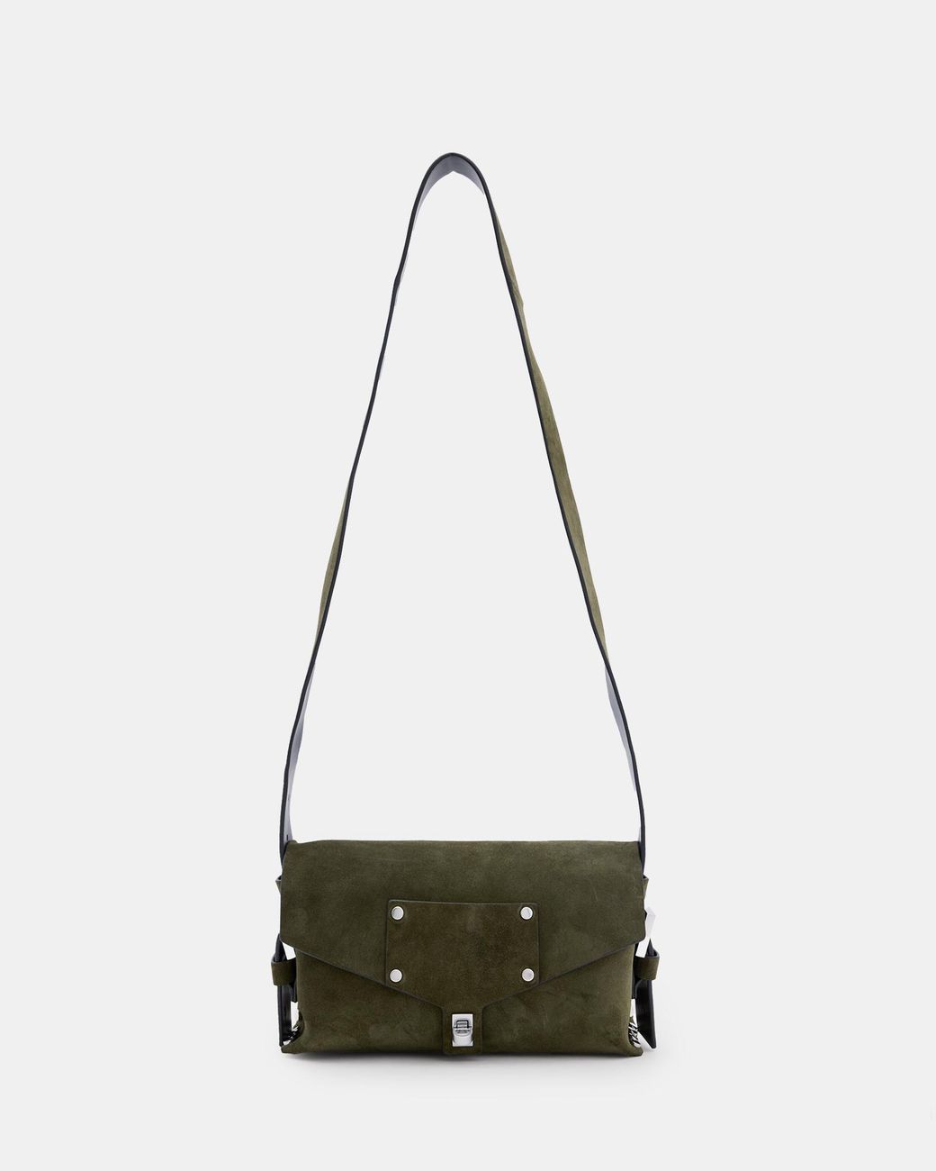 AllSaints Miro Turn Lock Leather Satchel Bag in White | Lyst