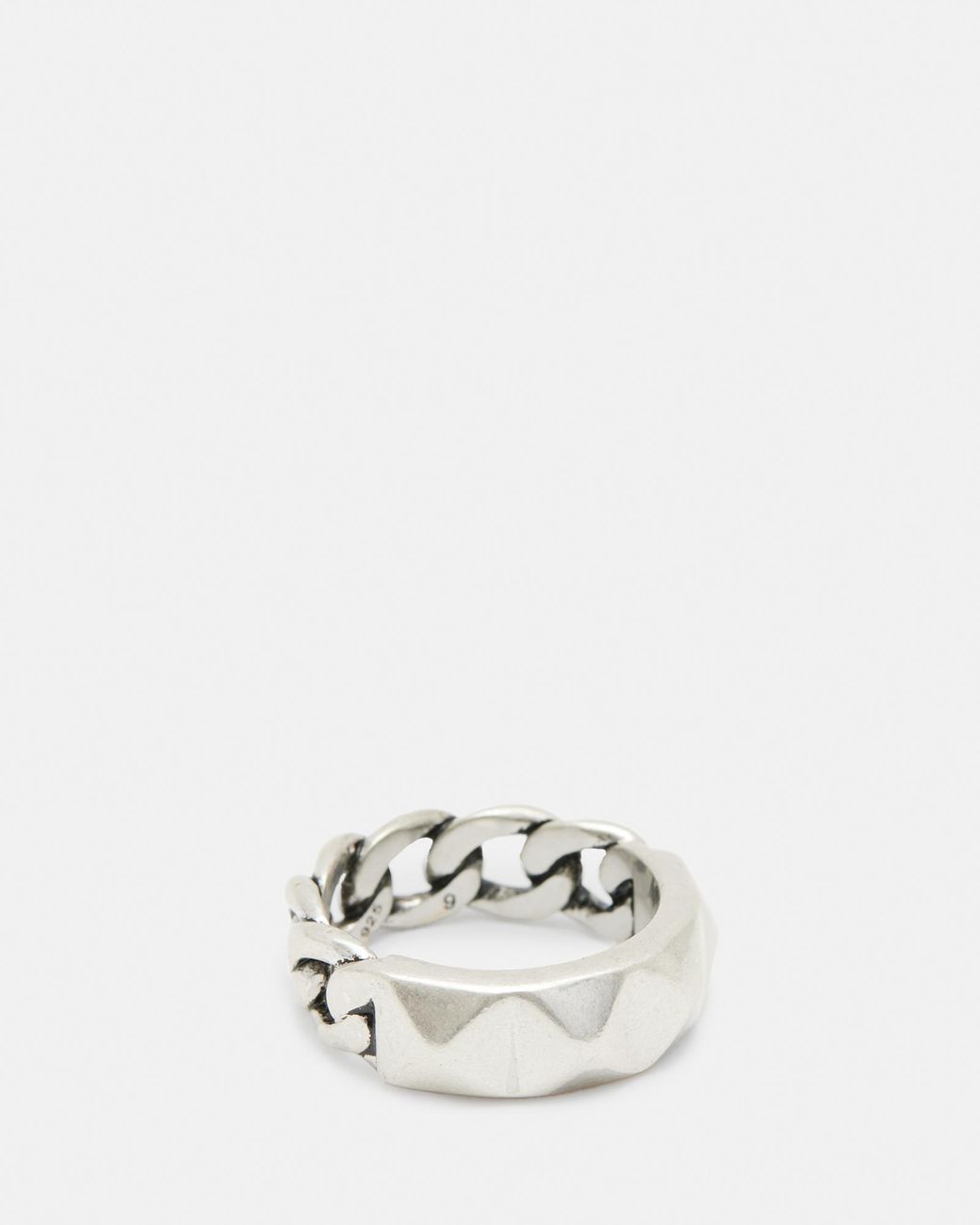 AllSaints Pyramid Sterling Silver Chain Ring, in White for Men | Lyst