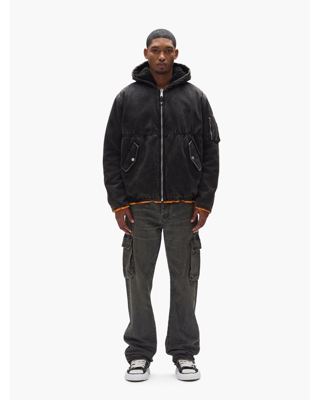 Purple X Alpha Hooded Bomber in Black for Men | Lyst