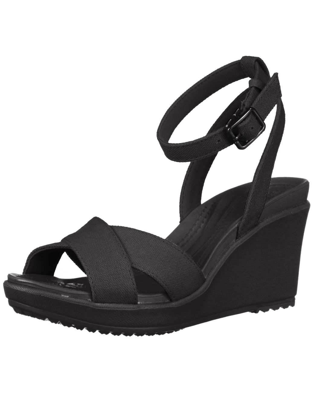 Crocs Women s Leigh Ii Cross strap Ankle Wedge in Black Lyst UK
