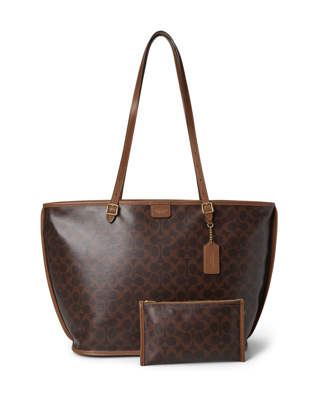 COACH Signature Coated Canvas Taxi Tote in Brown | Lyst