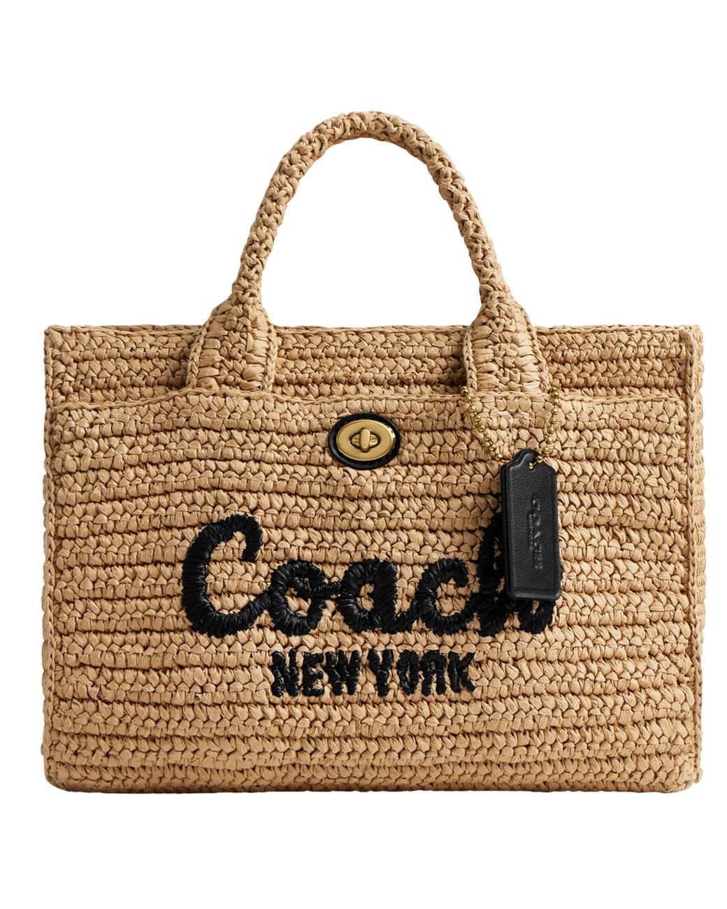 COACH Straw Cargo Tote 26 in Brown | Lyst