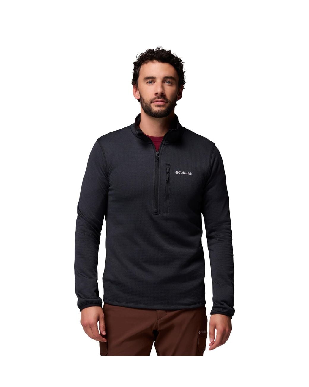 Columbia Essential Hike Grid Fleece Half Zip Jacket in Black for Men ...