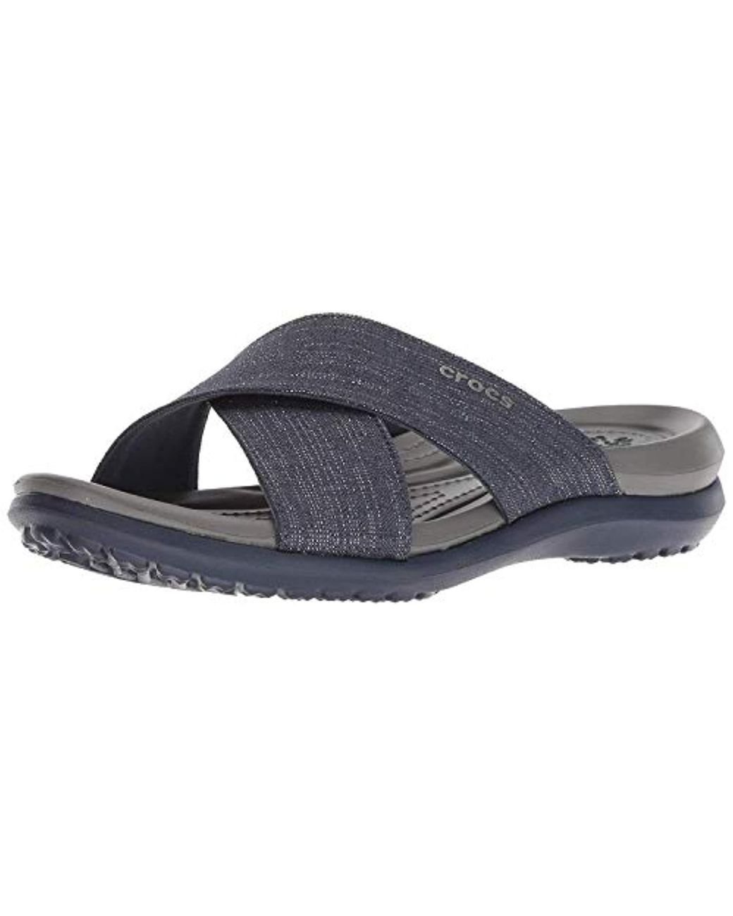 Crocs™ S Capri Shimmer Cross Band Sandals 204908 in Gray | Lyst