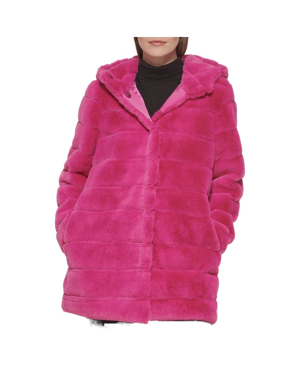Kenneth Cole Classic Mink Style Faux Fur Coat in Pink | Lyst