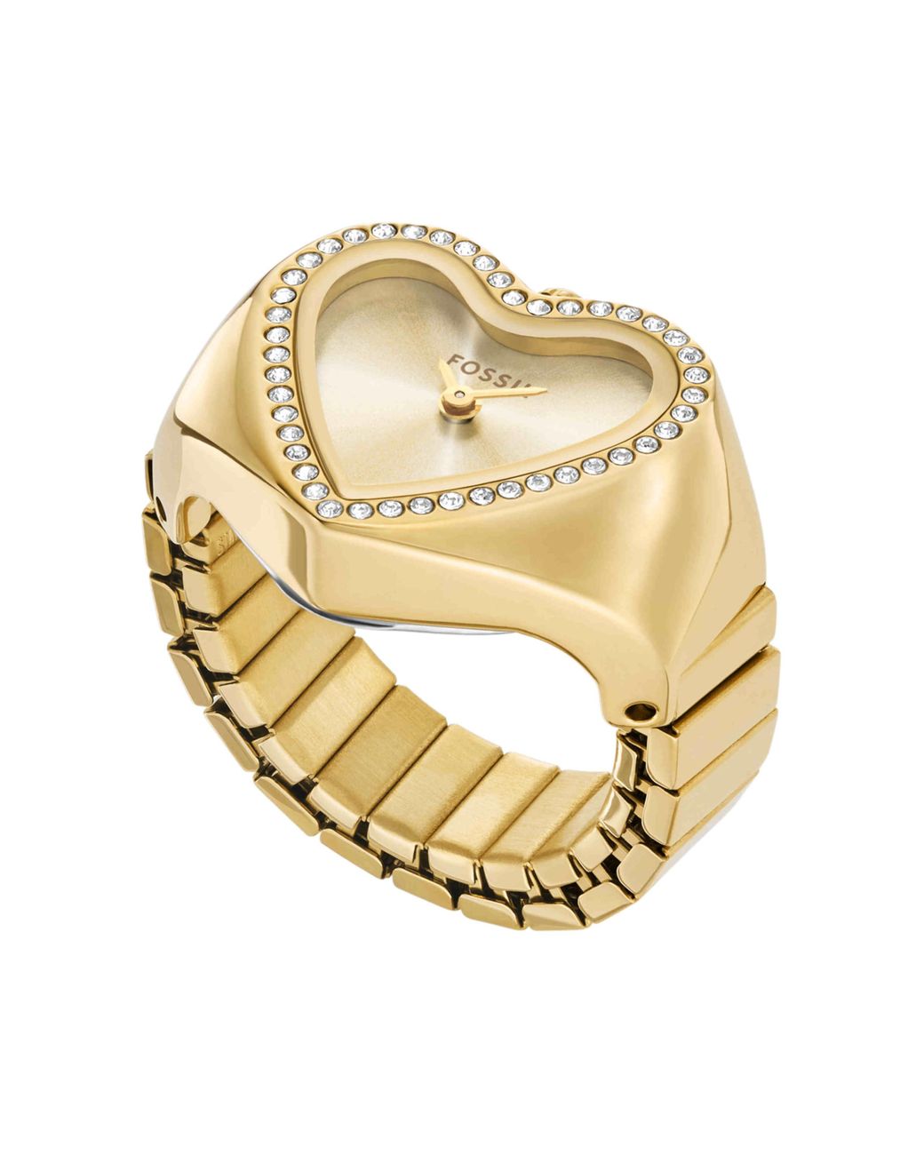 Fossil Watch Ring Two-hand Gold-tone Stainless Steel in Metallic | Lyst