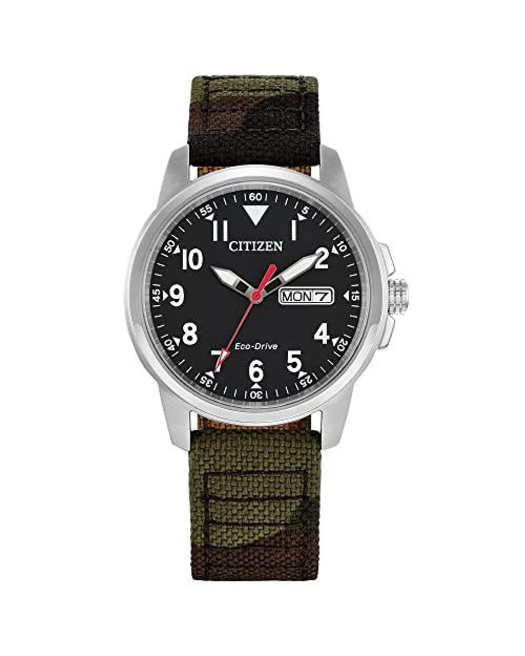Citizen Eco-drive Weekender Garrison Field Watch In Stainless Steel With Camo Nylon Strap in ...