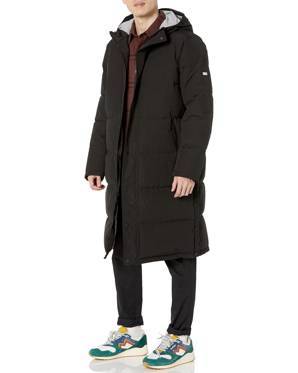 DKNY Big & Tall Arctic Cloth Hooded Extra Long Parka Jacket in Black ...