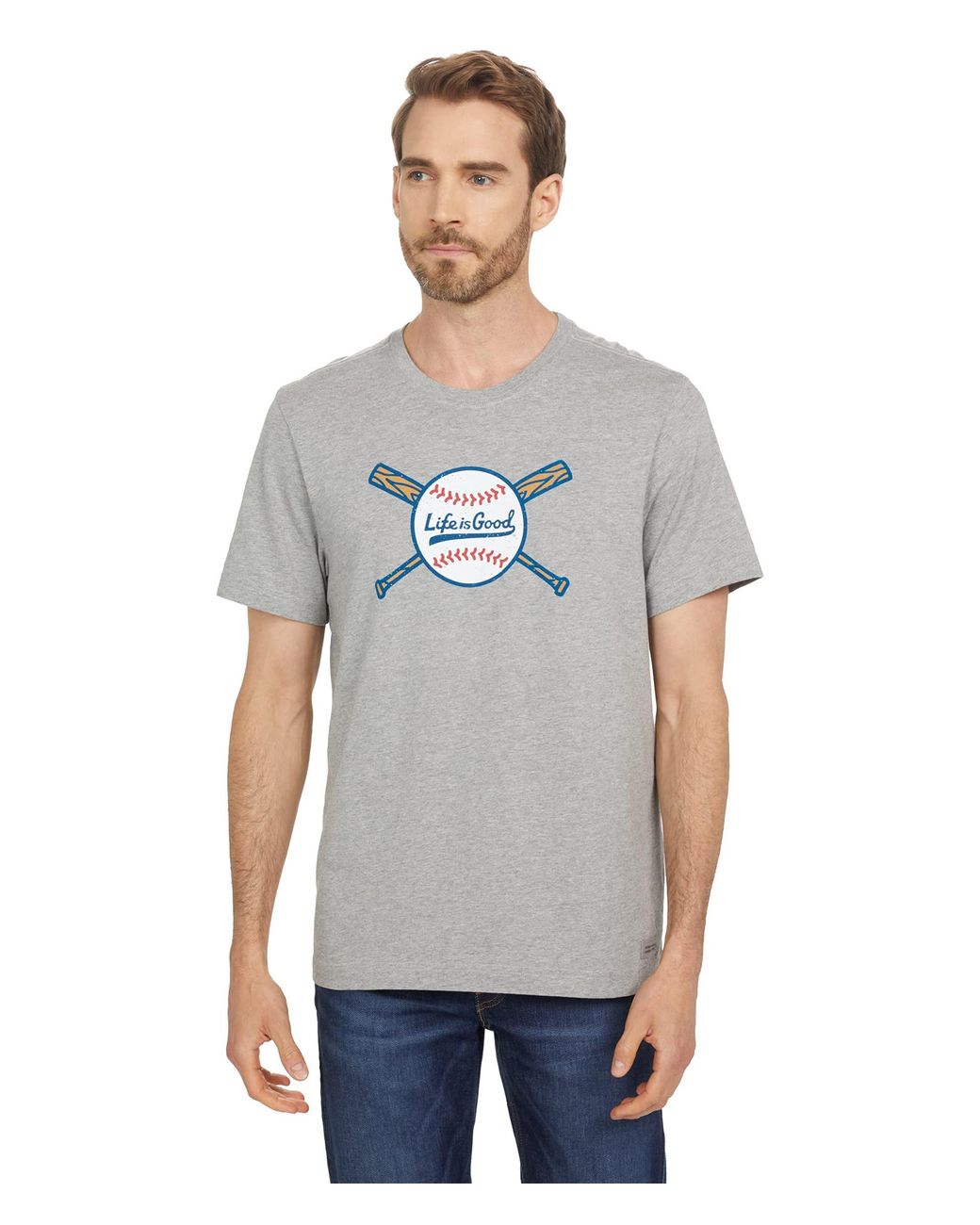 Life Is Good. Crusher Tee Baseball And Bats in Gray | Lyst