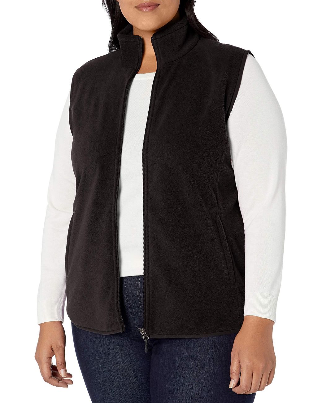 Amazon Essentials Plus Size Full Zip Polar Fleece Vest In Black Lyst