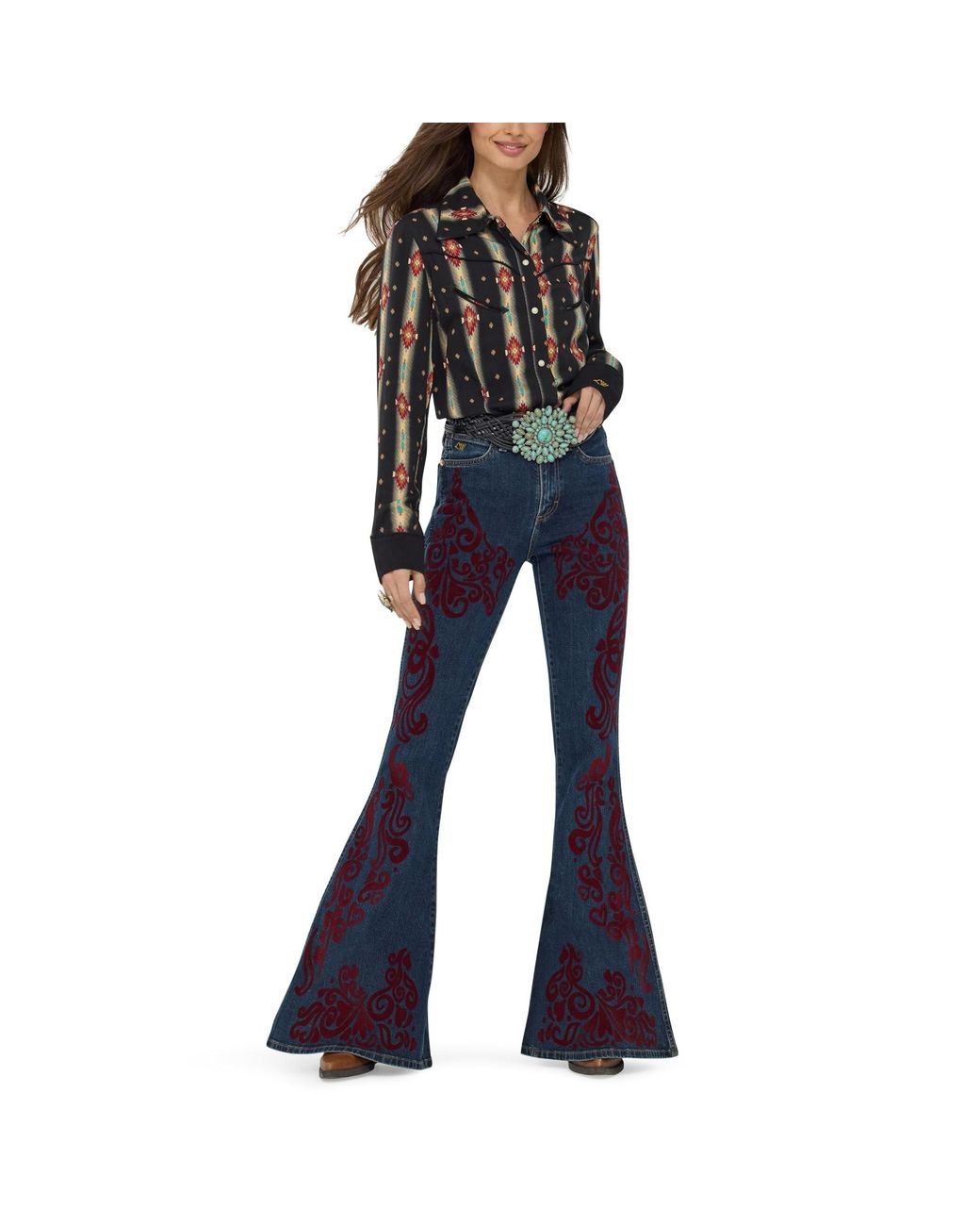 Wrangler X Lainey Wilson Vintage Flocked Bell Bottom Jeans in Blue | Lyst UK