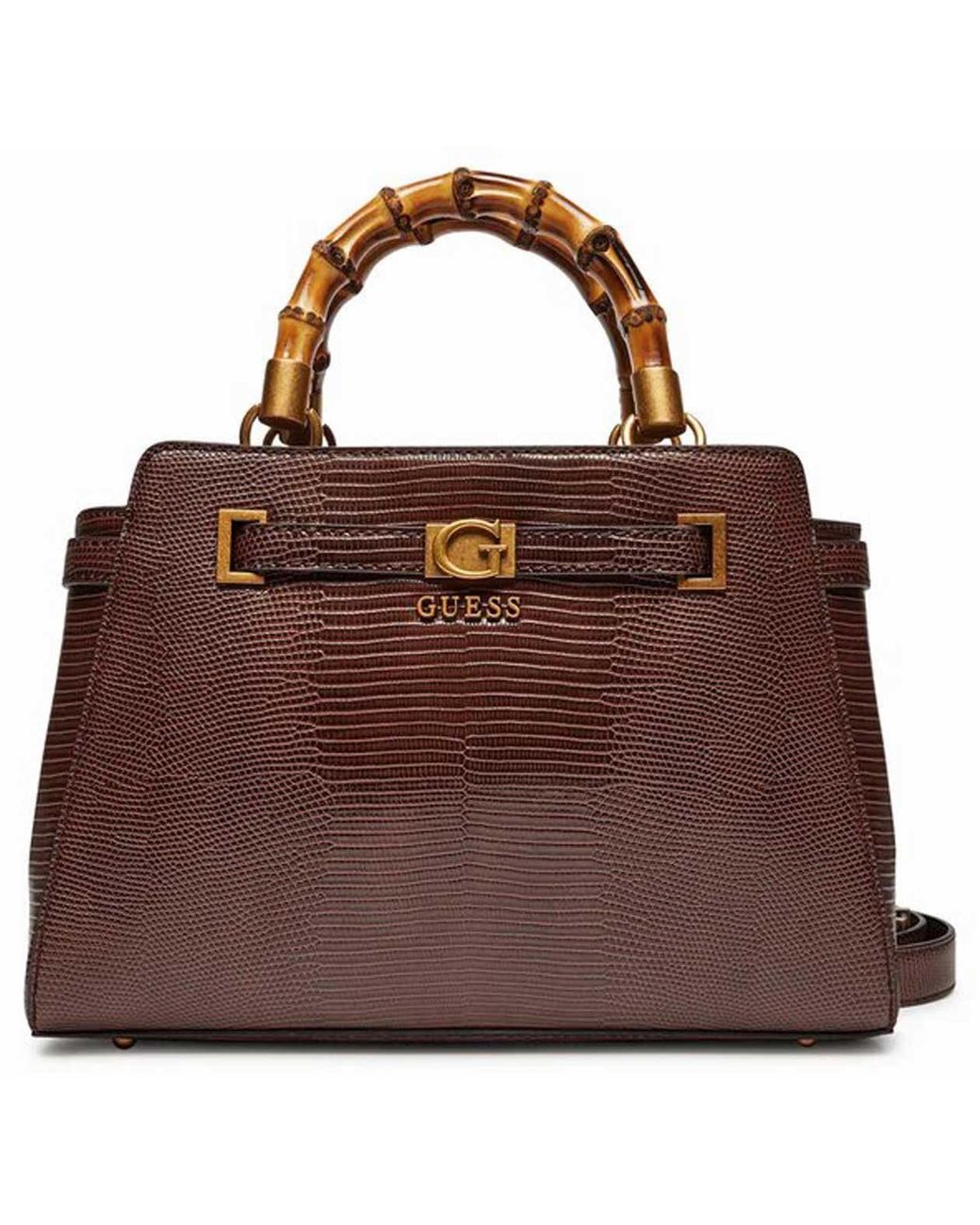 Guess Faux Leather Hand Bag in Brown | Lyst UK
