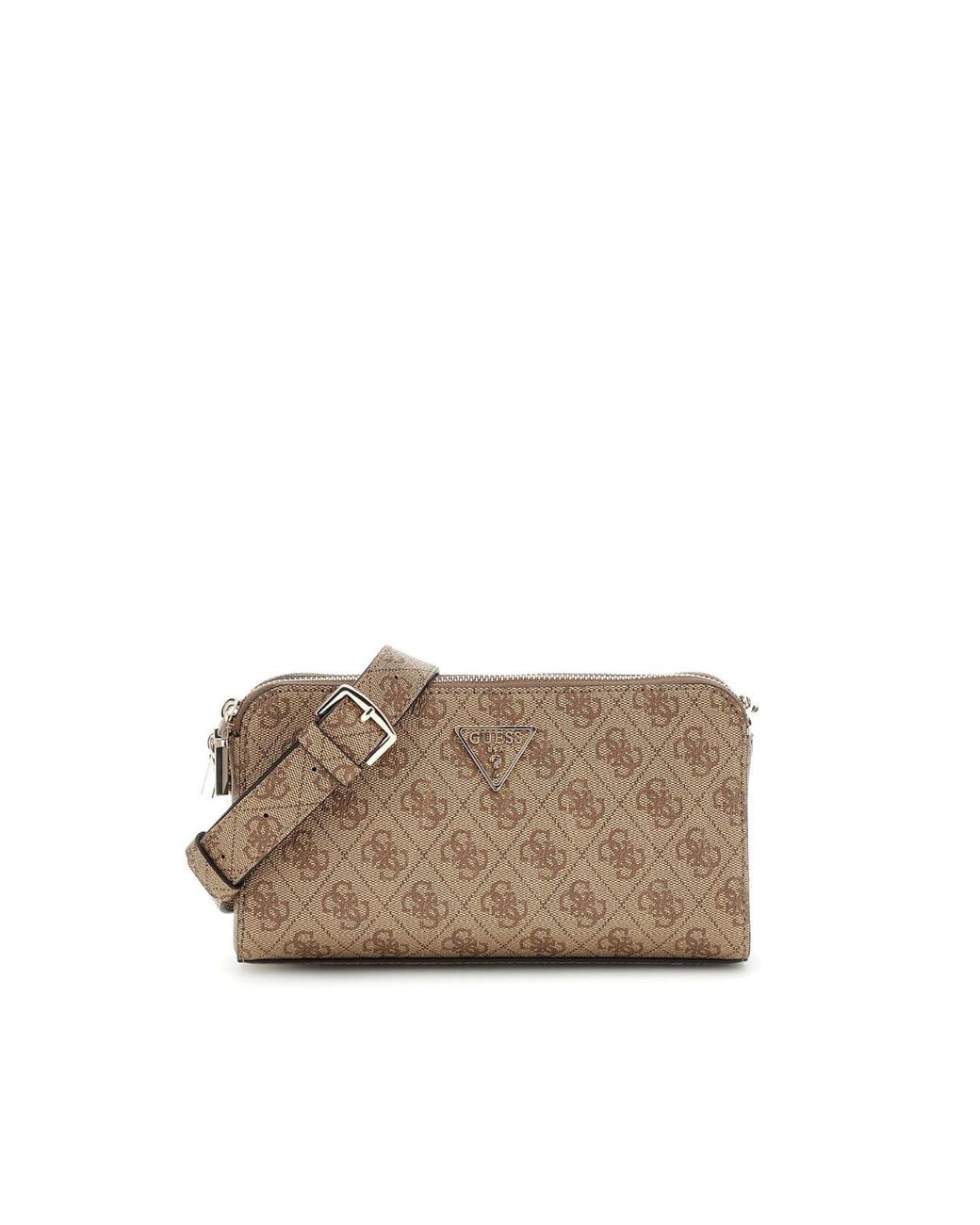 Guess Eco Erica Status Crossbody Latte Logo in Brown | Lyst UK
