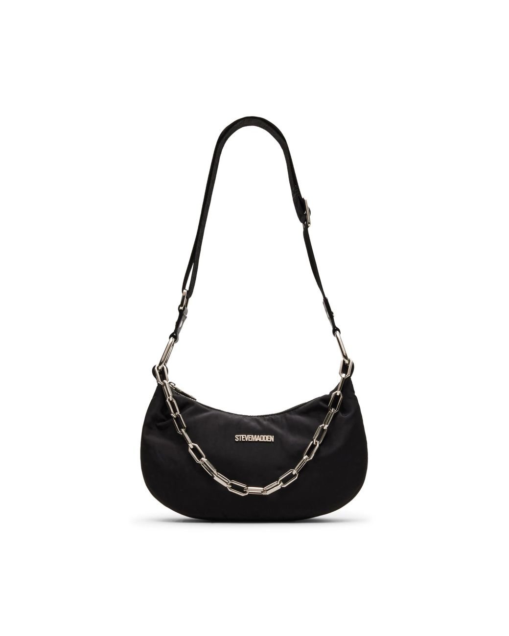 Steve Madden Zoeyy-n Nylon Moon Shape Bag With Chain in Black | Lyst UK