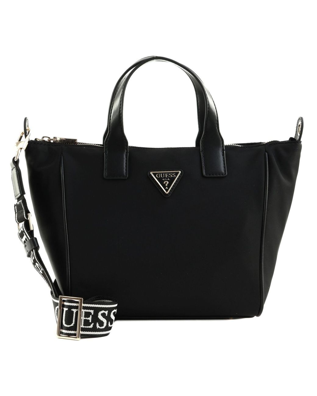 Guess Black Triangular Design With Metallic Logo | Lyst UK